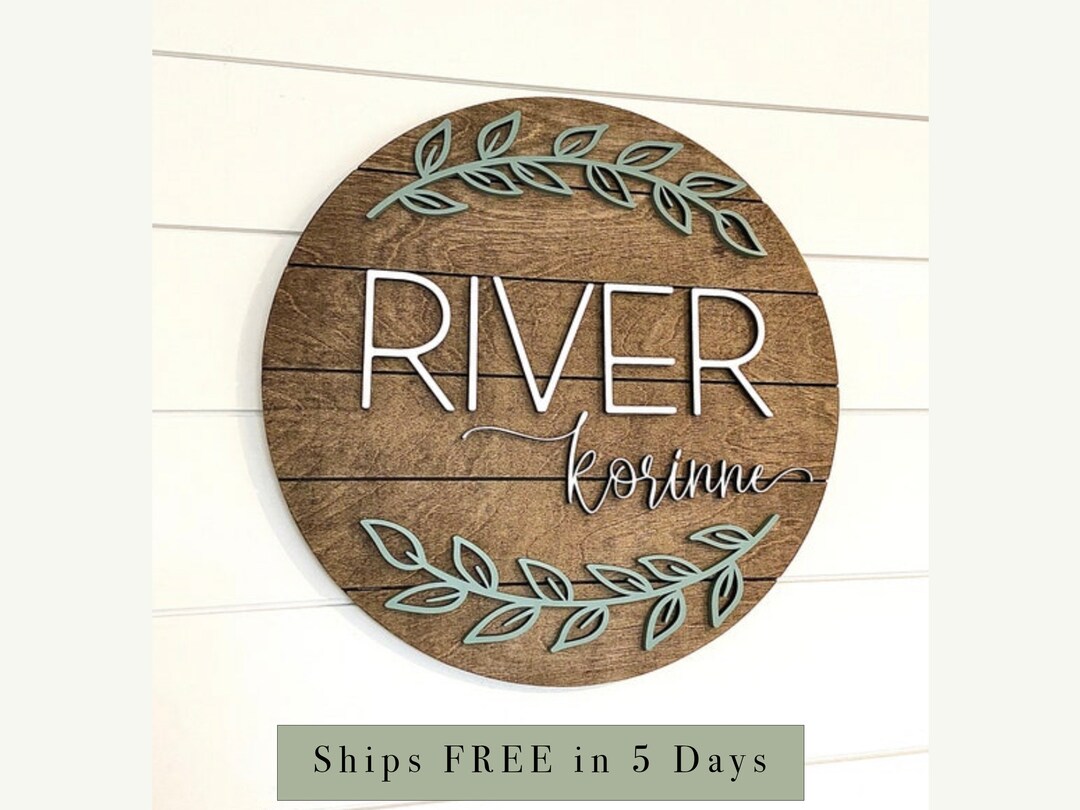 Greenery Name Sign, Personalized Gift, Nursery Name Sign, Nursery Wall ...