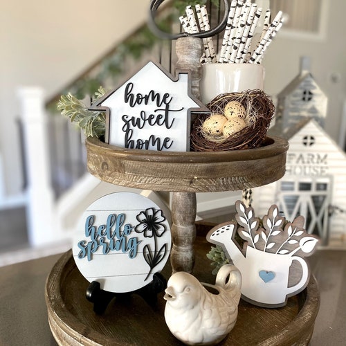 Spring Mini Signs Tiered Tray Sign Hello Spring Spring Home - Etsy