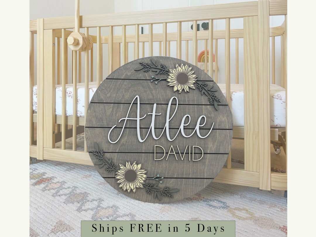 Custom Baby Name Sign Nursery Name Sign Baby Girl Sign Sunflower ...