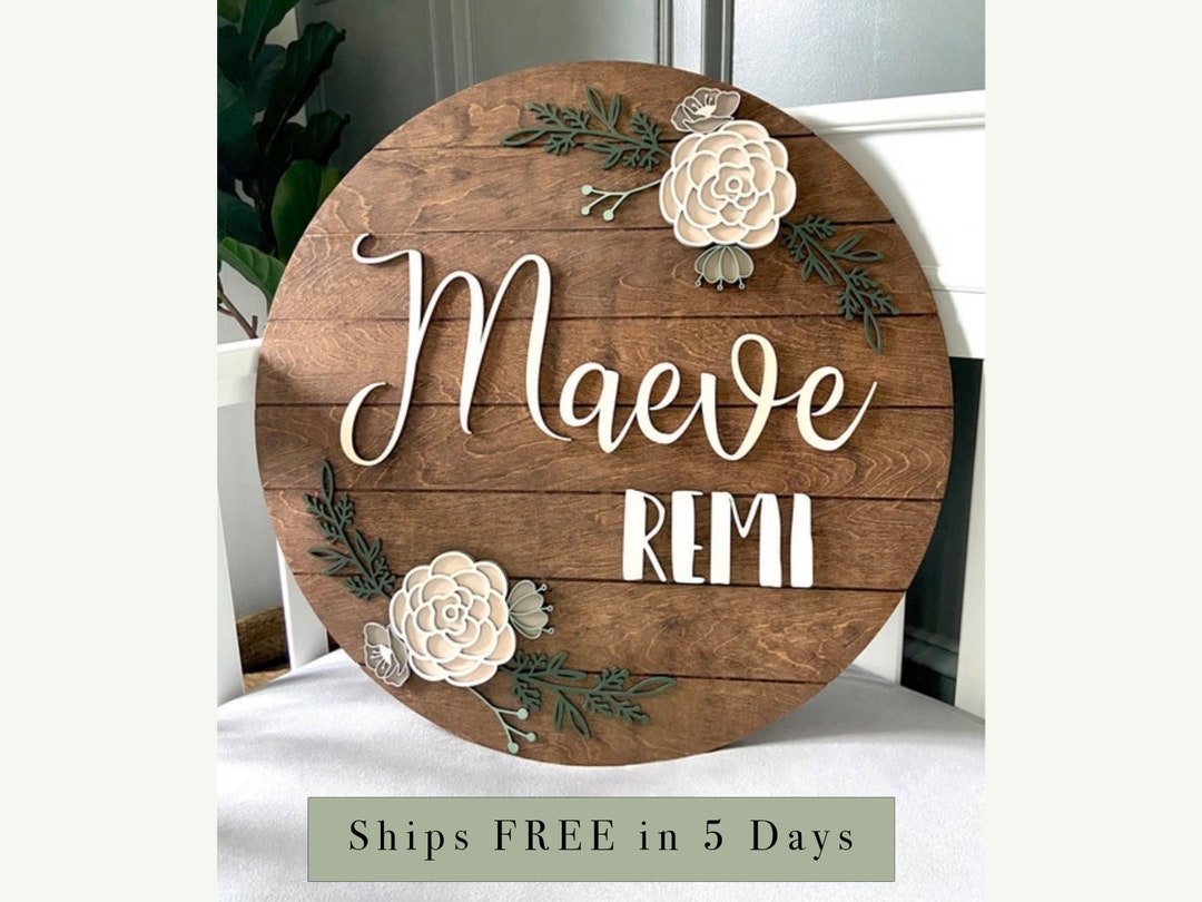 Custom Flower Nursery Sign, Personalized Gift, Nursery Name Sign ...