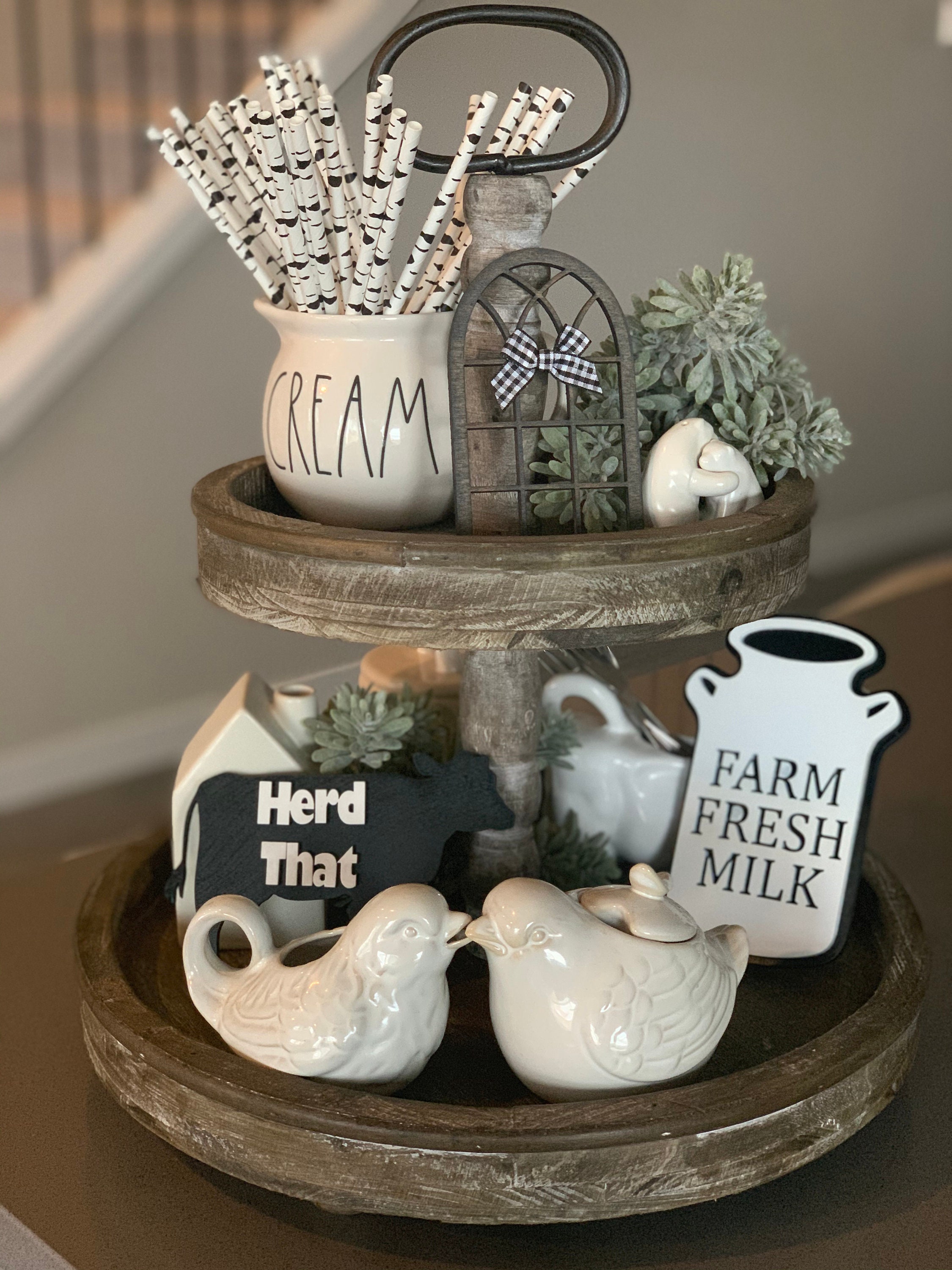 Home & Living Home Décor Decorative Trays Farmhouse tier tray etna.com.pe