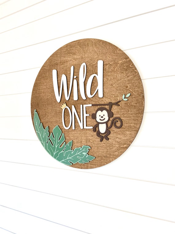 Wild One Sign Baby 1st Birthday Sign 3D Animal Sign | Etsy