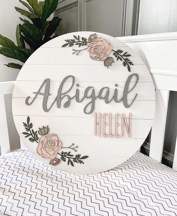 Home Décor Signs Floral Name Sign Floral Sign Nursery Name Signs Girls ...