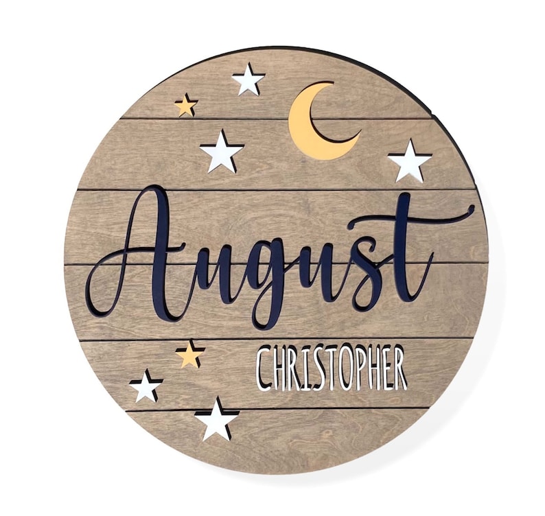 Moon and Stars Nursery Sign Custom Baby Name Sign Nursery - Etsy