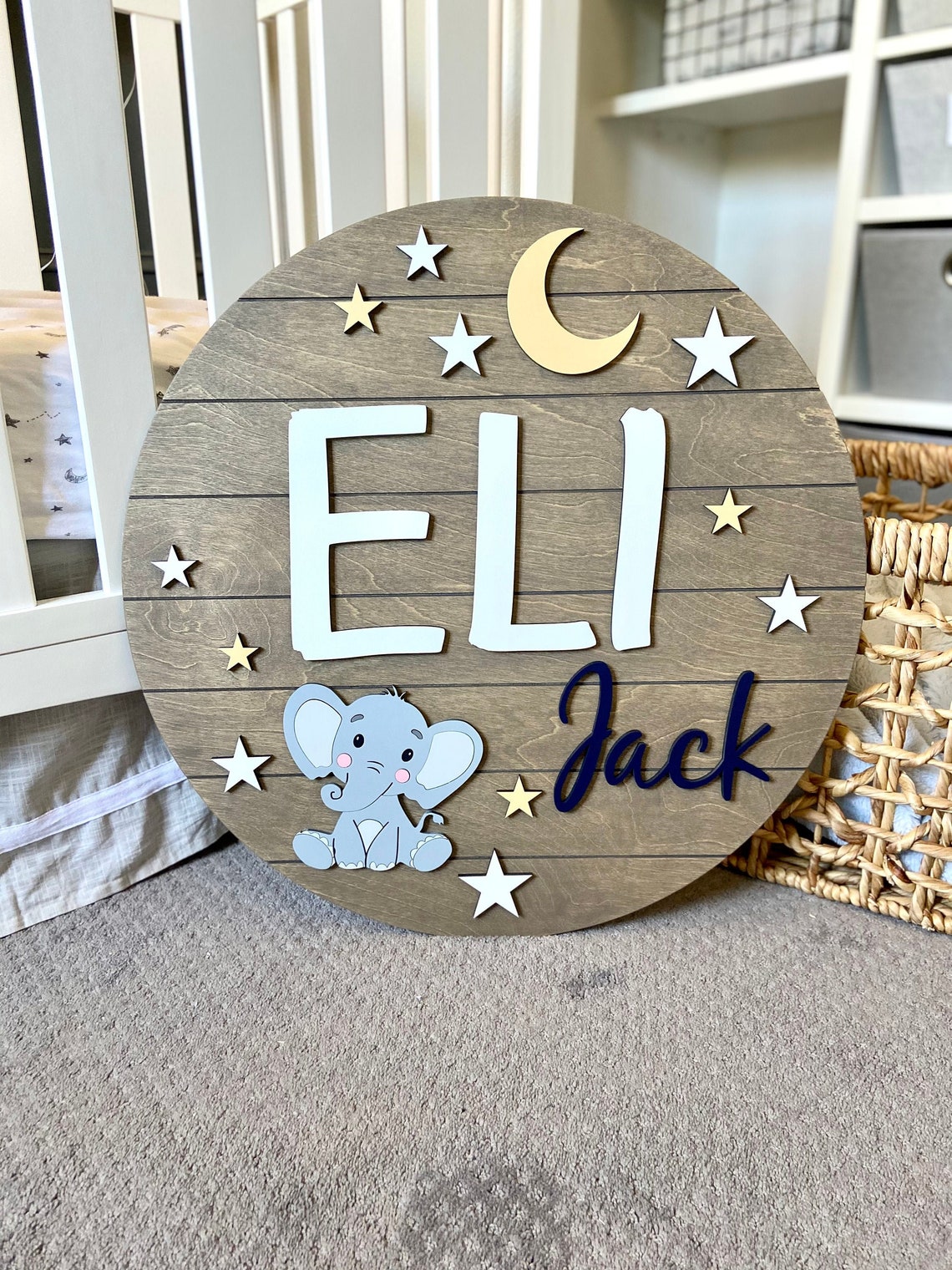 Moon and Stars Nursery Sign Custom Baby Name Sign Nursery - Etsy