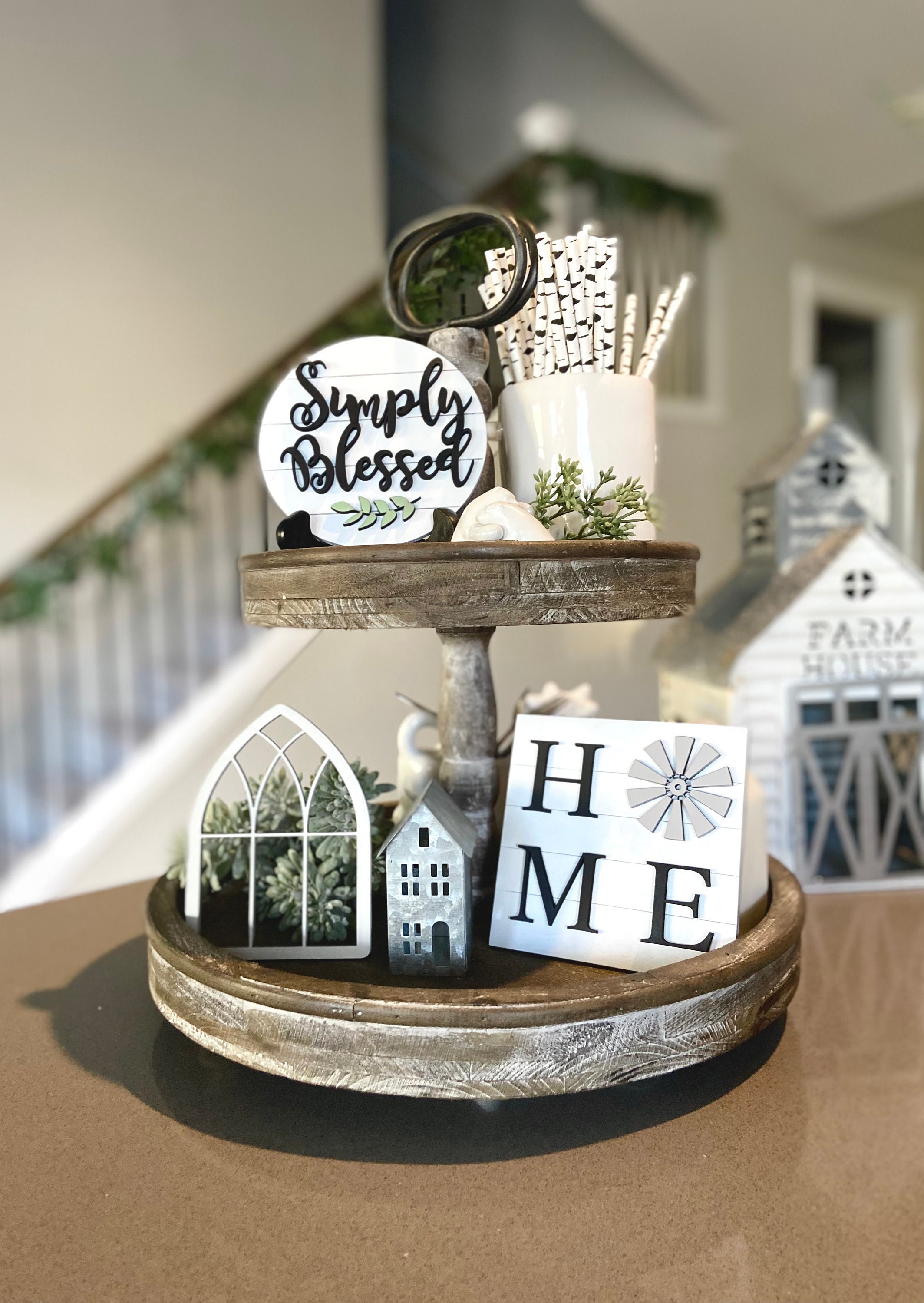 Home & Living Home Décor Decorative Trays Farmhouse tier tray etna.com.pe