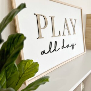 Play All Day Sign, Playroom Sign, Framed Playroom Sign, Kids Sign ...