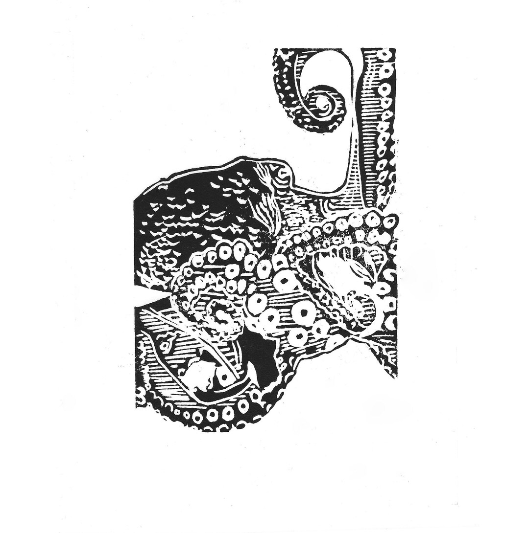 Octopus Lino Block Print - Etsy