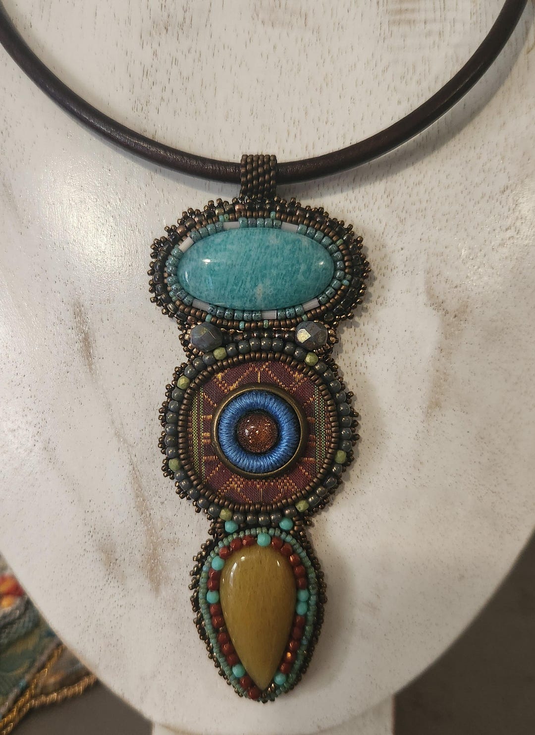 Symbol Bead-embroidered Pendant - Etsy