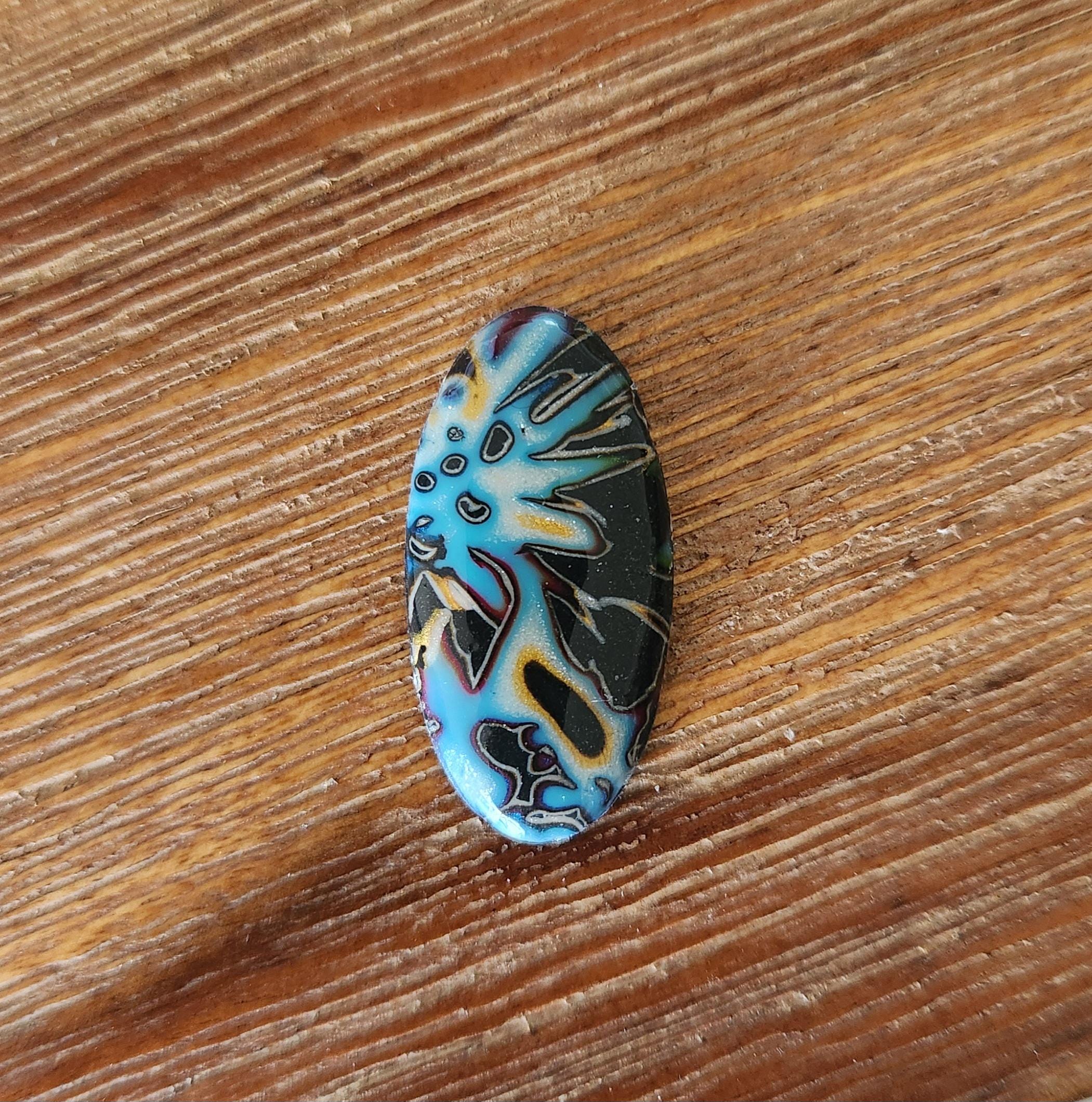 Polymer Clay Cabochon. Resined Surface. Oval 3.5x1.75cm - Etsy