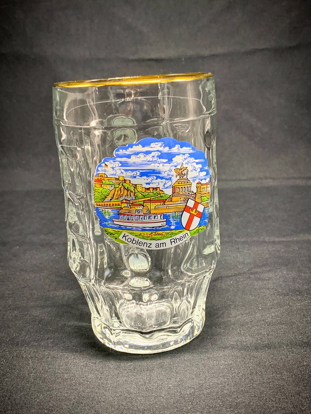 Vintage Dimple Beer Tankard- Koblenz Am Rhein Beer Pint - Crystal Glass ...