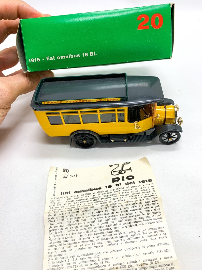 Vintage 1915 Fiat Omnibus 18 BL Model by RIO | 1:43 Scale Diecast Bus ...