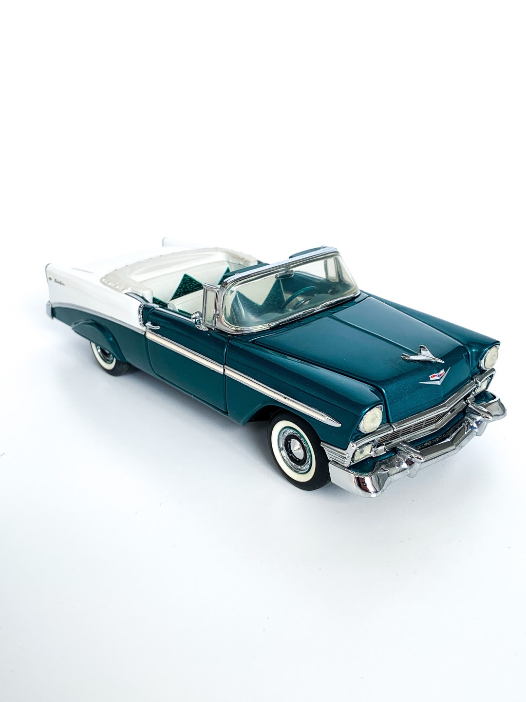 Franklin Mint 1/24 Scale 1956 Chevrolet Bel Air Convertible Green and ...