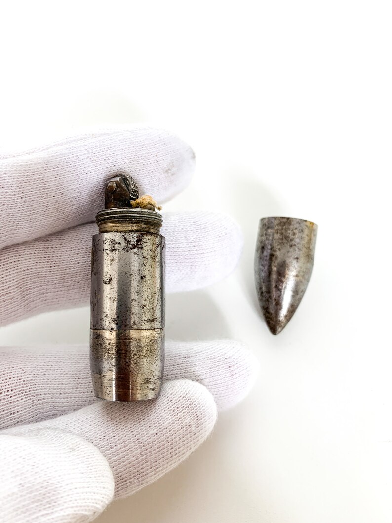 Vintage Antique Wwi,ww2 Metal Bullet Shaped Trench Art Cigarette ...