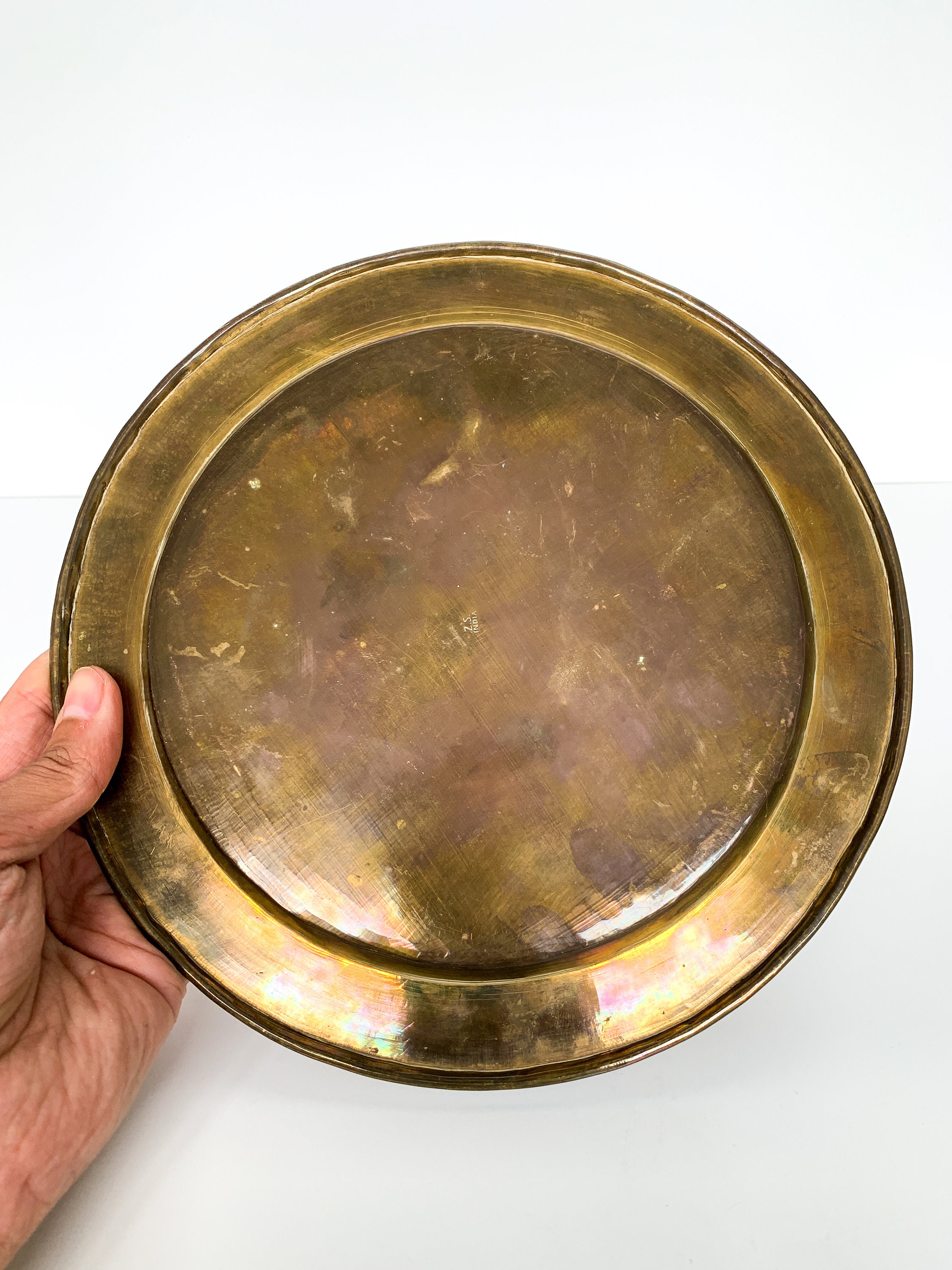 Vintage Engraved Brass Tray , Indian Handmade Tray - Etsy