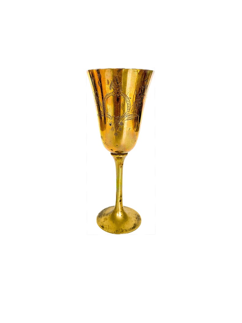 Vintage Engraved Brass Goblet , Collectible Goblet - Etsy