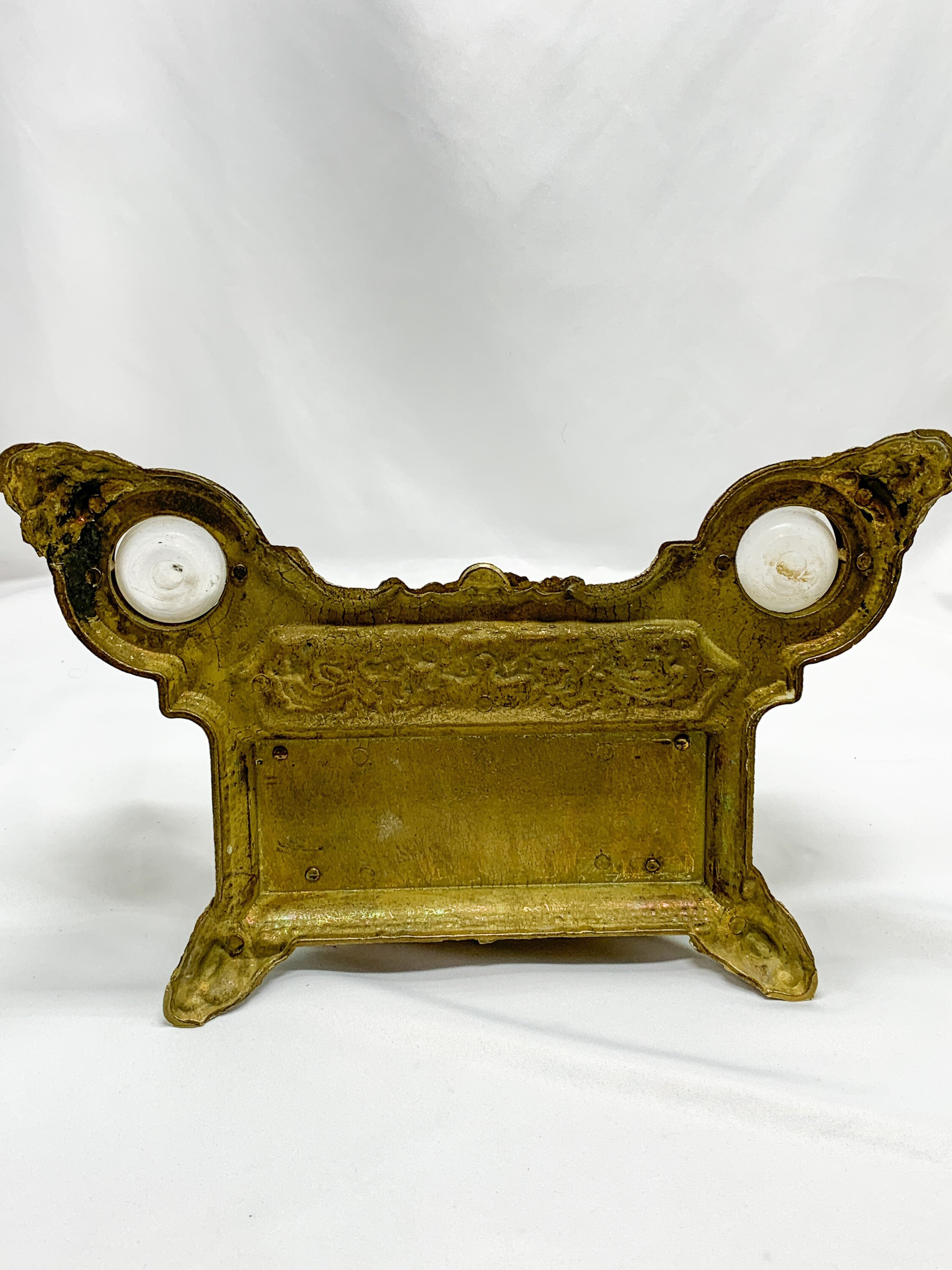 Vintage Brass Inkwell Letter Rack Newspaper Rack Decorative Embossed ...