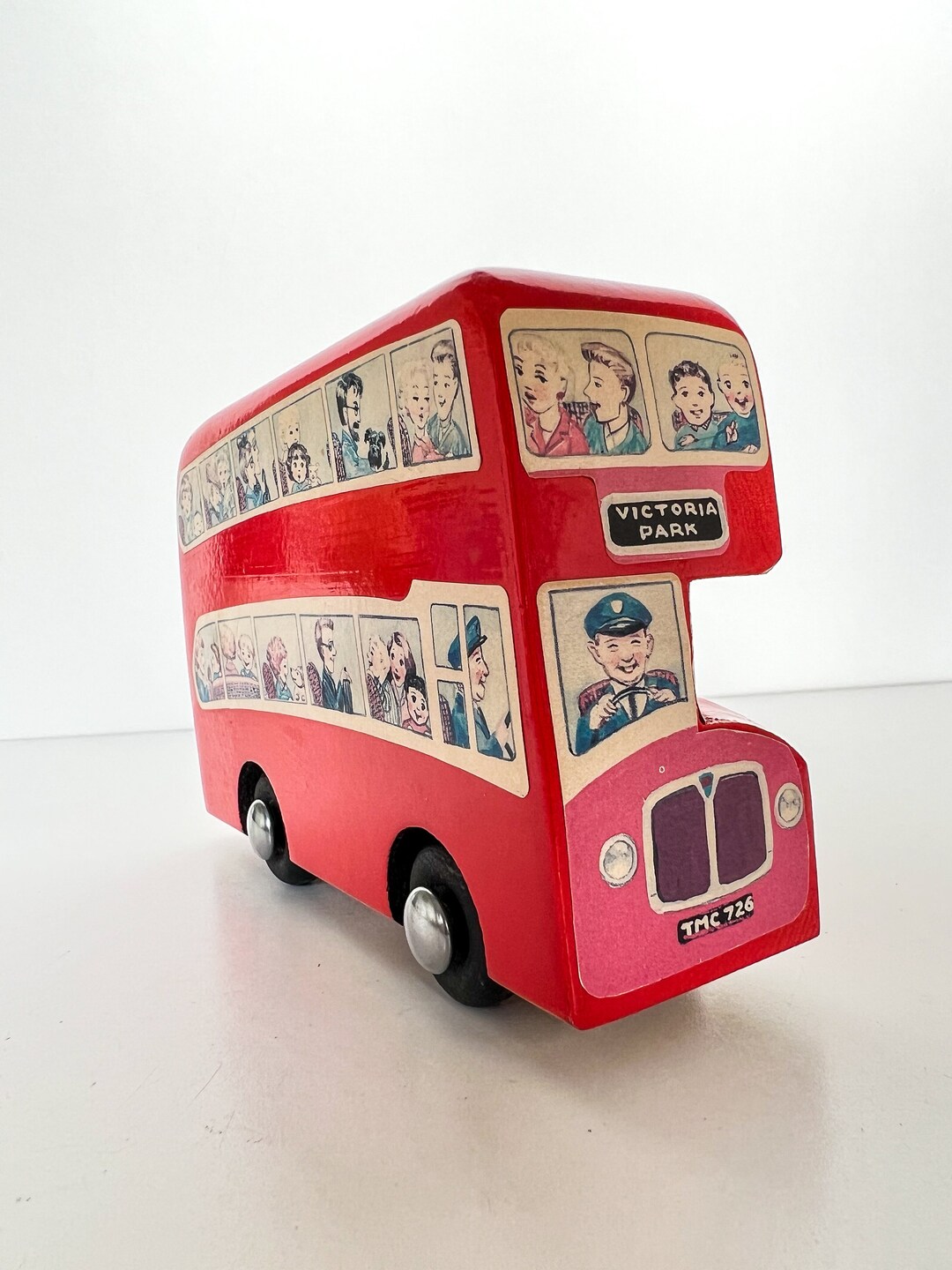 Vintage Wooden Bus Toy the Nippy Co Wooden Bus With Stickers - Etsy