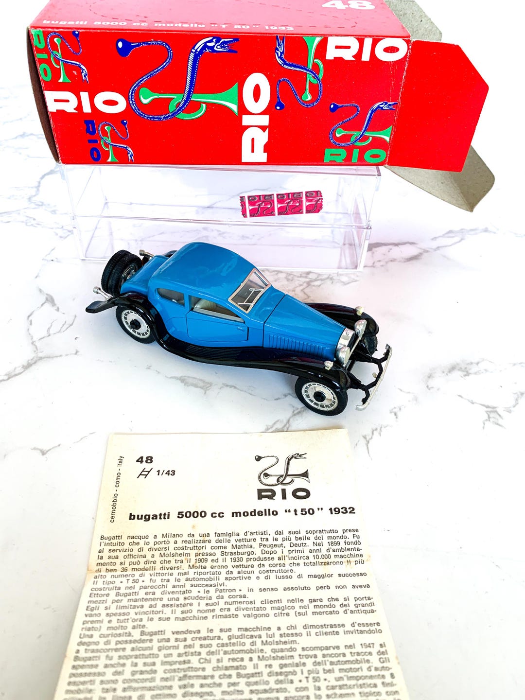 Vintage RIO 1:43 Bugatti T50 5000cc Model Car (1932) – Made in Italy ...