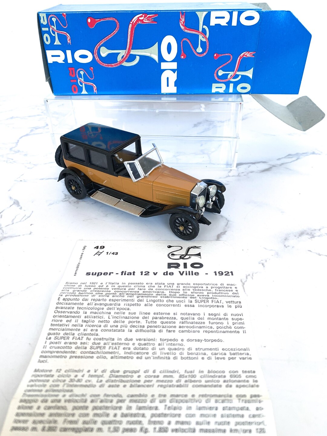 Vintage RIO Super-fiat 12V De Ville 1921 Diecast Model Car - Made in ...