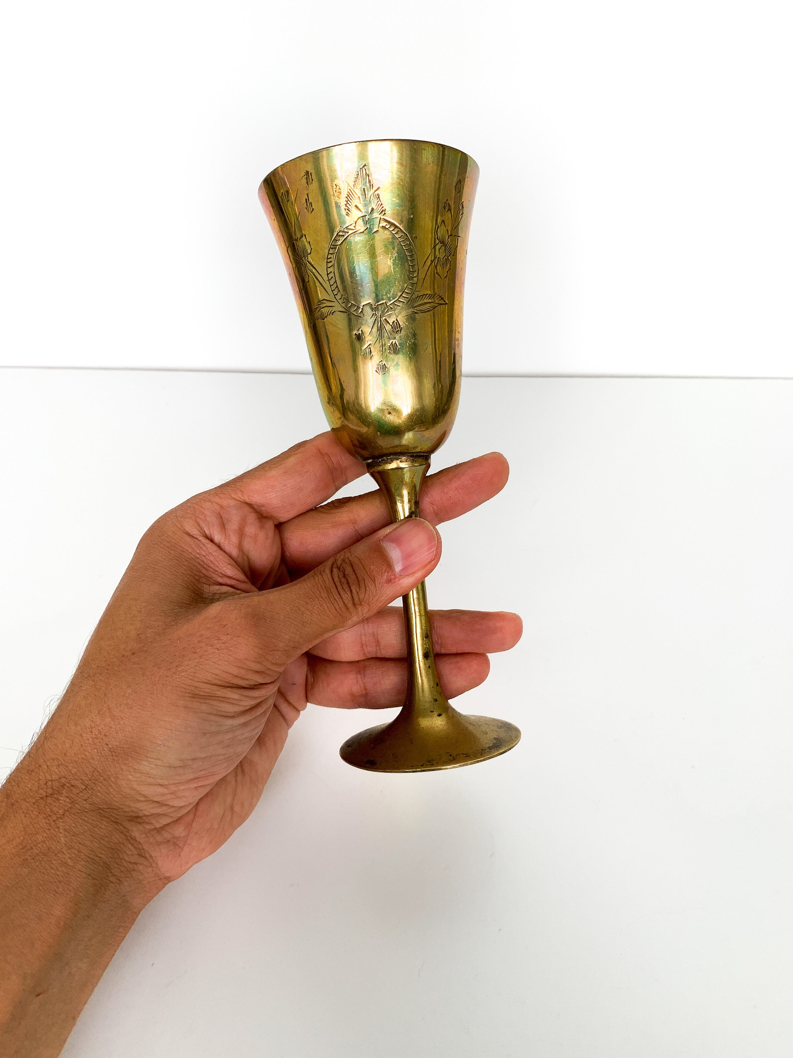 Vintage Engraved Brass Goblet , Collectible Goblet - Etsy