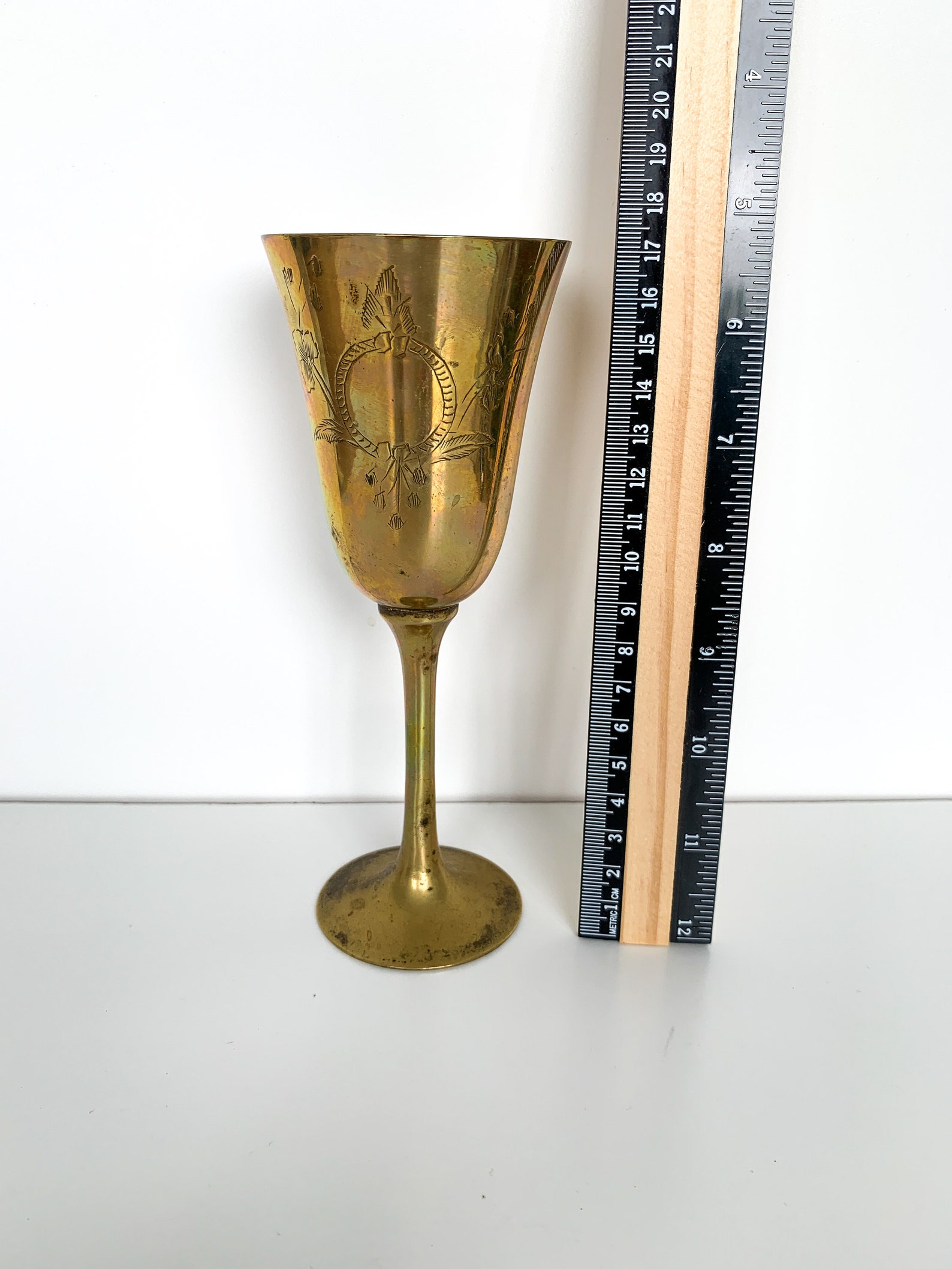 Vintage Engraved Brass Goblet , Collectible Goblet - Etsy