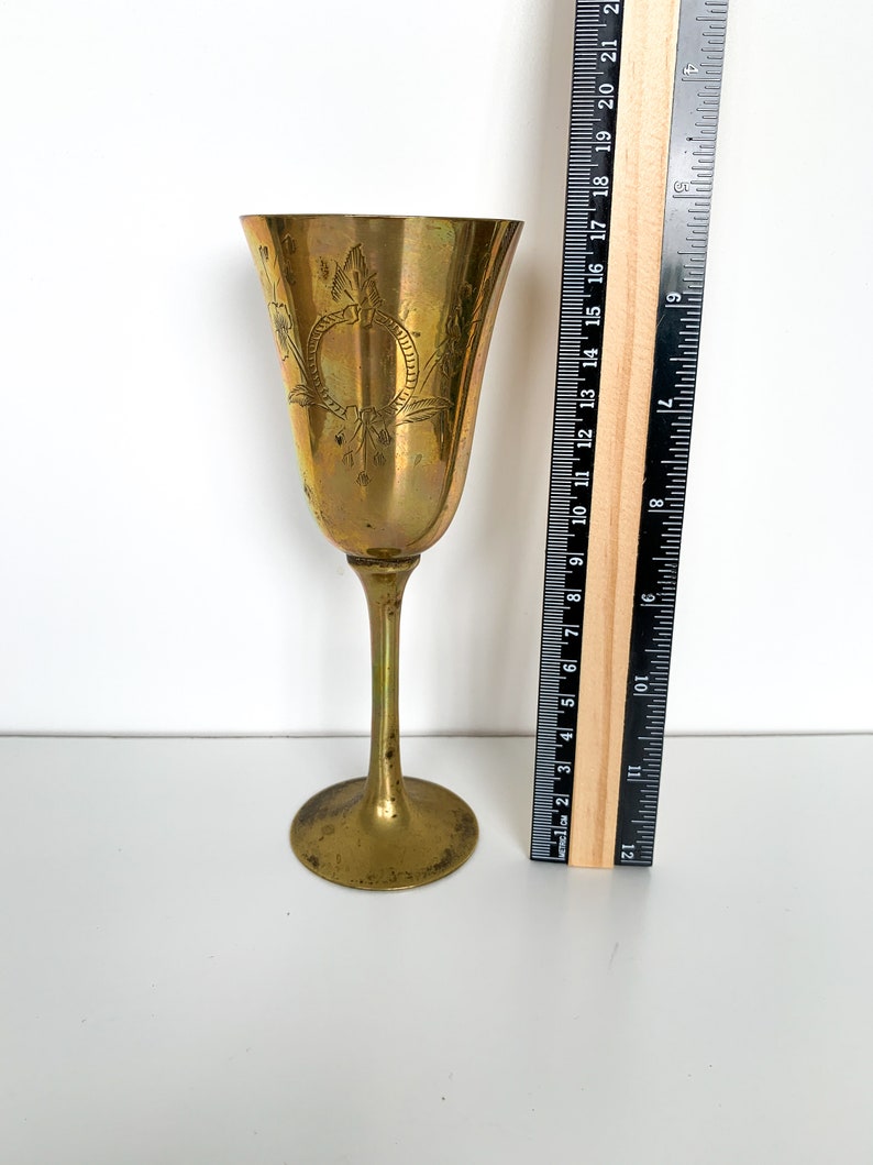 Vintage Engraved Brass Goblet , Collectible Goblet - Etsy