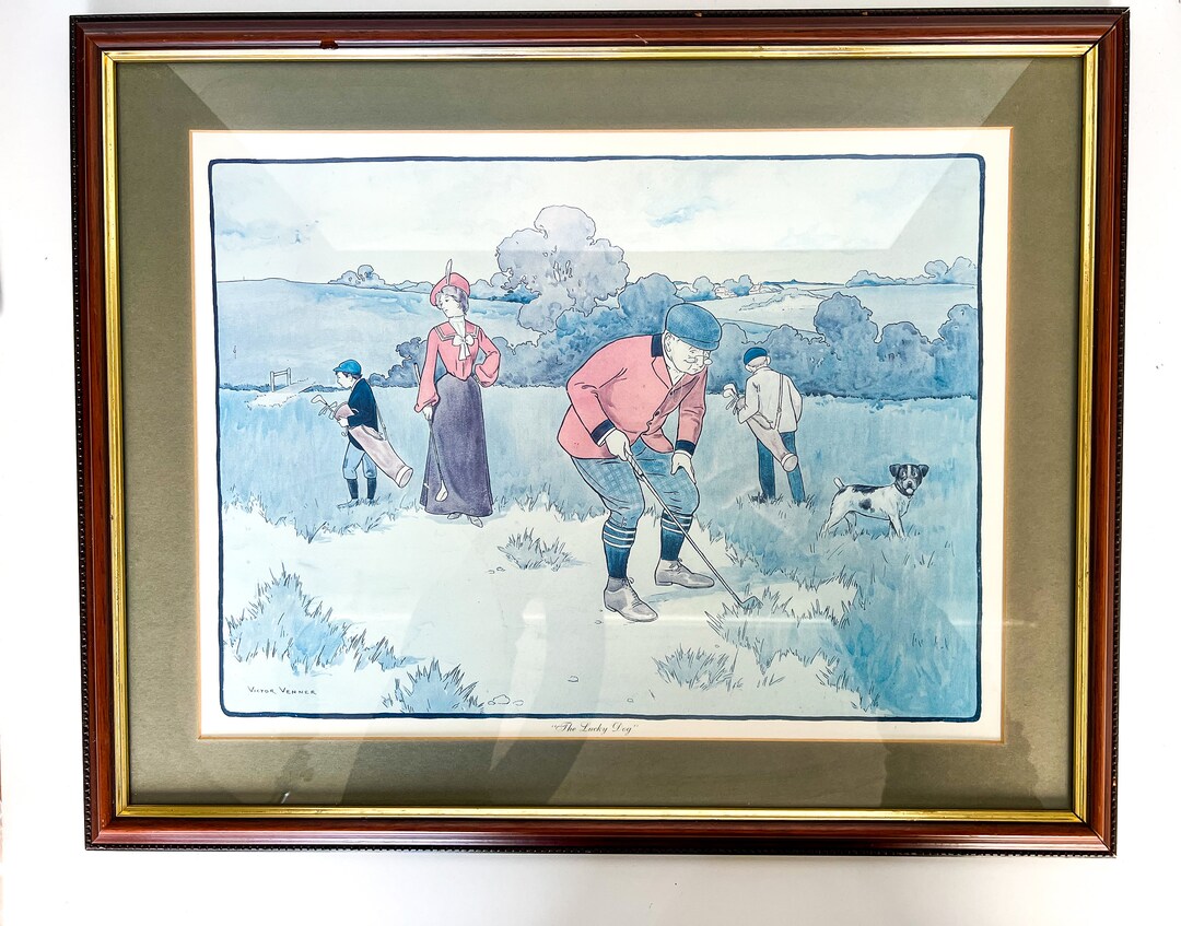 Vintage Print - Lucky Dog - Victor Vinner - Old Painting- Comic Photo ...