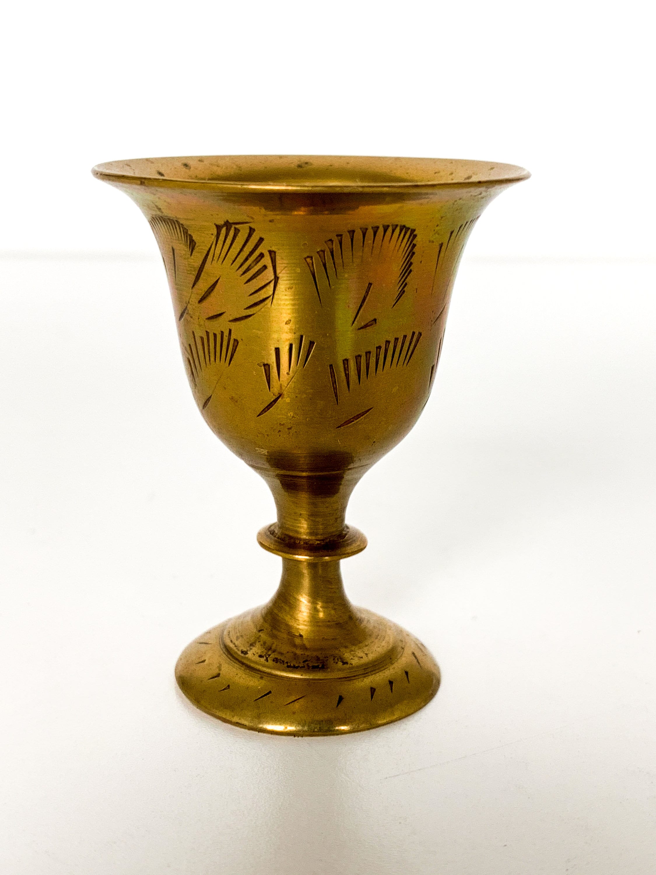 Vintage Engraved Brass Mini Goblet Set , Collectible Engraved Handmade ...