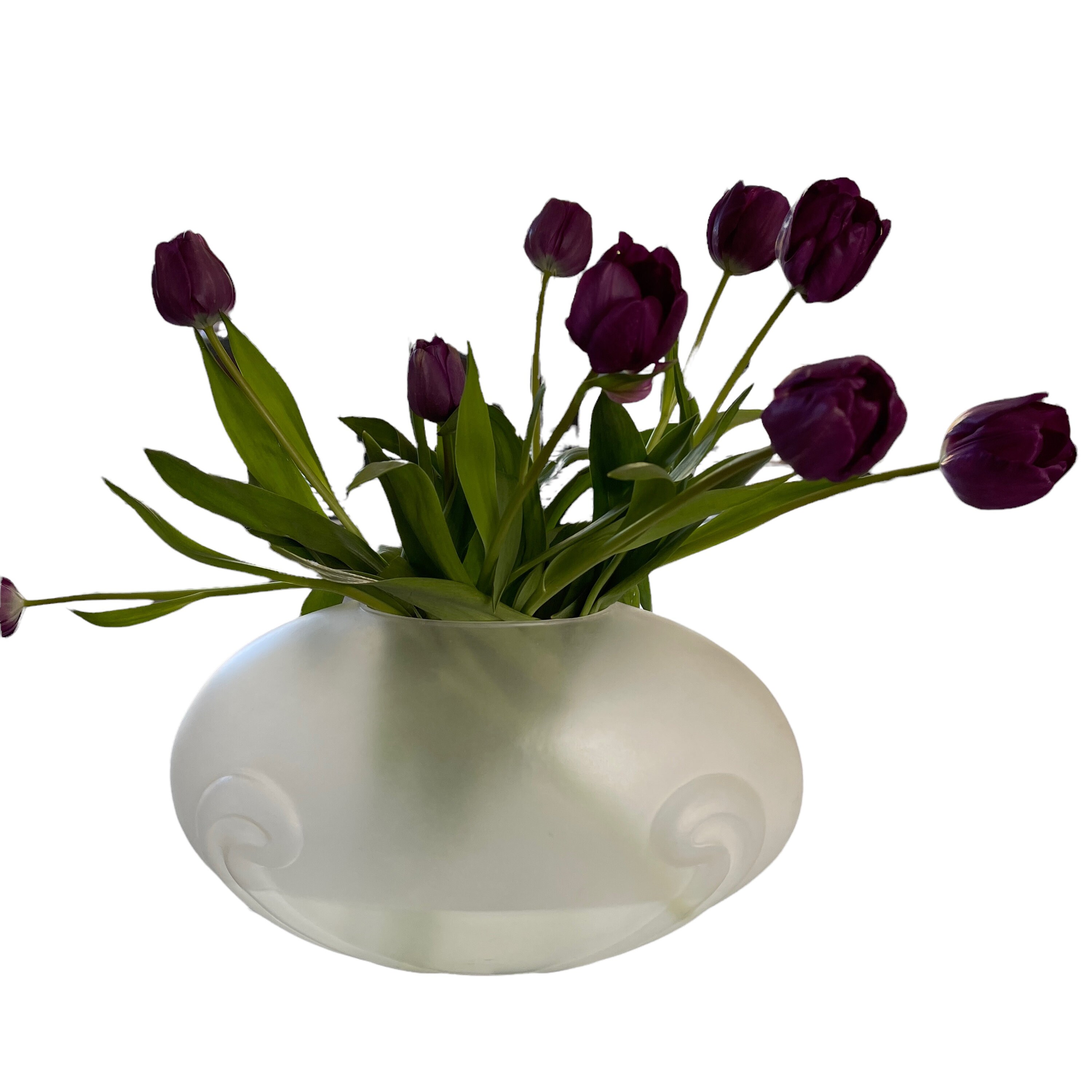 Large Art Deco Frosted Satin Glass Vase - Etsy