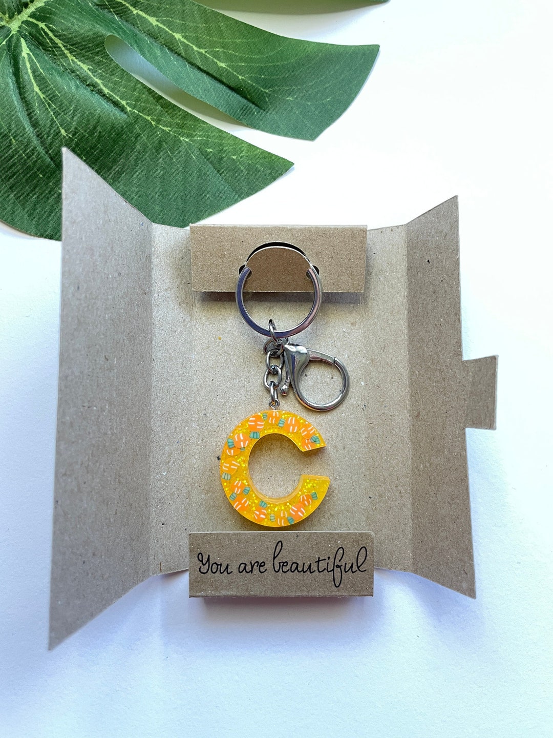 Fruit Resin Initial Keychain Letter C, Cute Handmade Packaging, Car ...