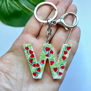 Fruit Resin Initial Keychain Letter W, Cute Handmade Packaging, Car ...