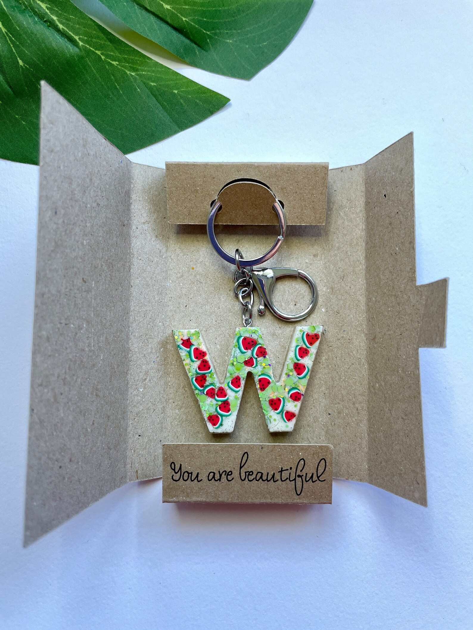 Fruit Resin Initial Keychain Letter W Cute Handmade - Etsy