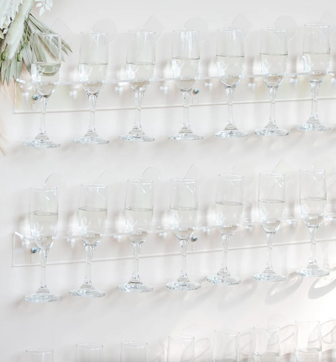 4pk - Champagne Wall Mount Acrylic Shelves | 23" Long Flute Holders - Etsy