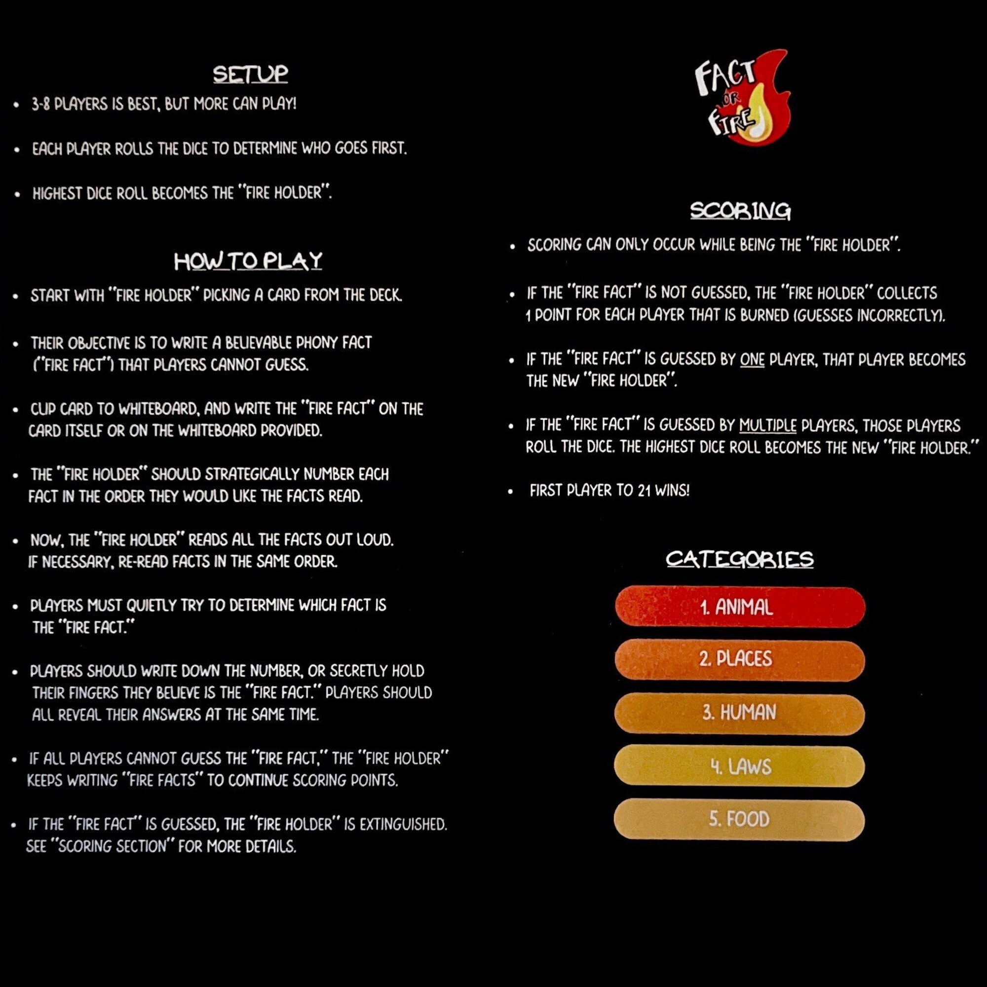 FACT or FIRE Card Game - Etsy