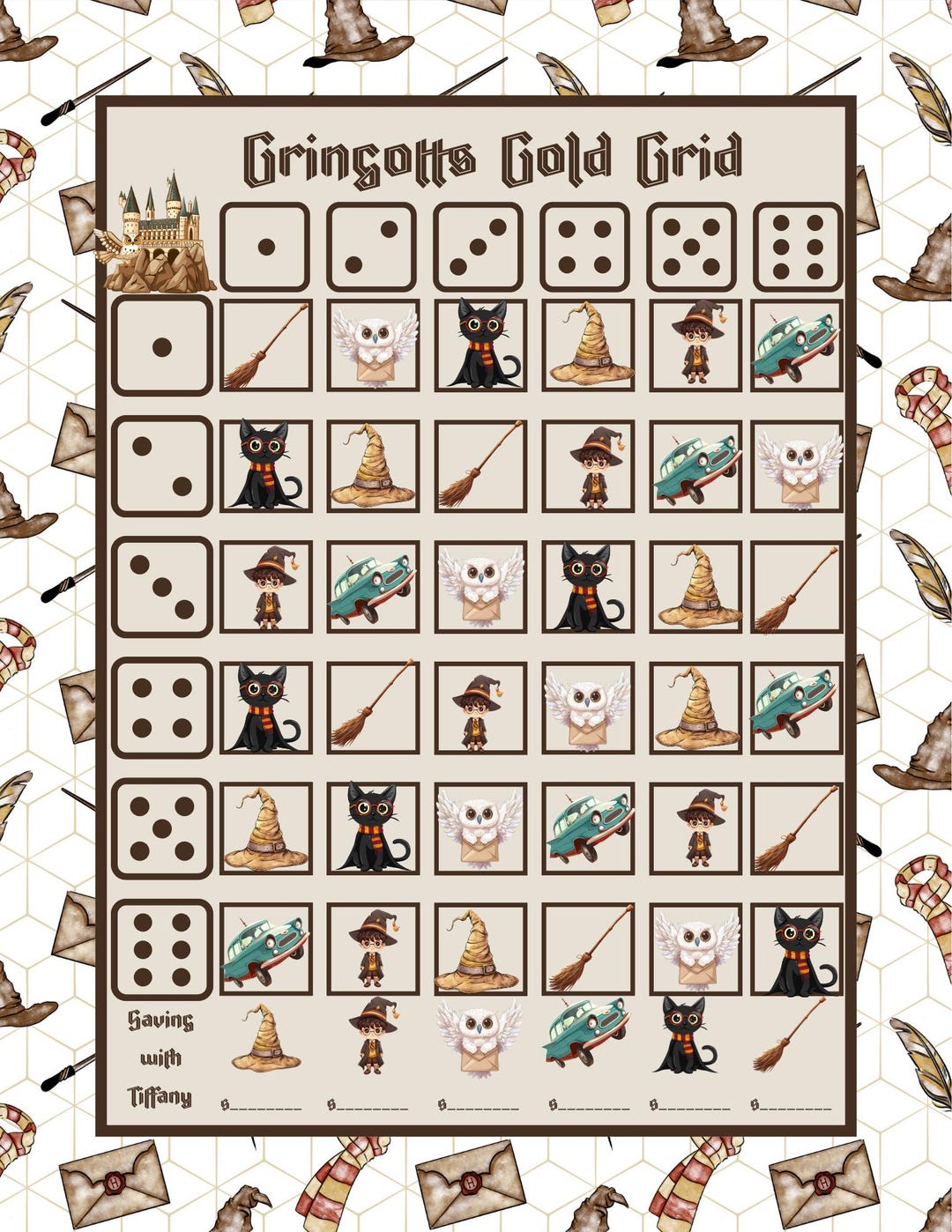Gringotts Gold Grid, Saving Challenge, Cash Stuffing, Printable Game - Etsy