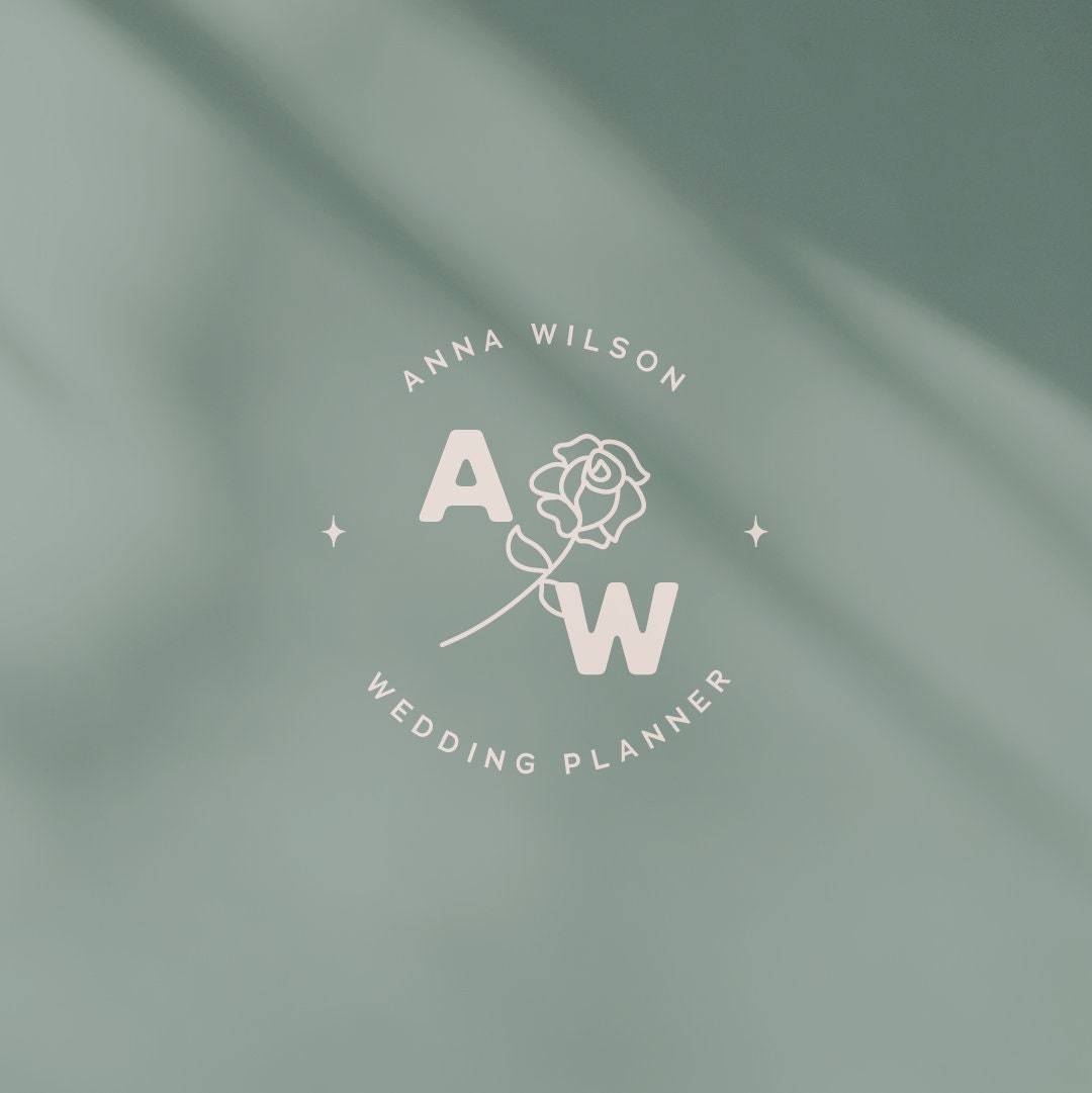 Premade Logo - Initials & Rose Design - Etsy