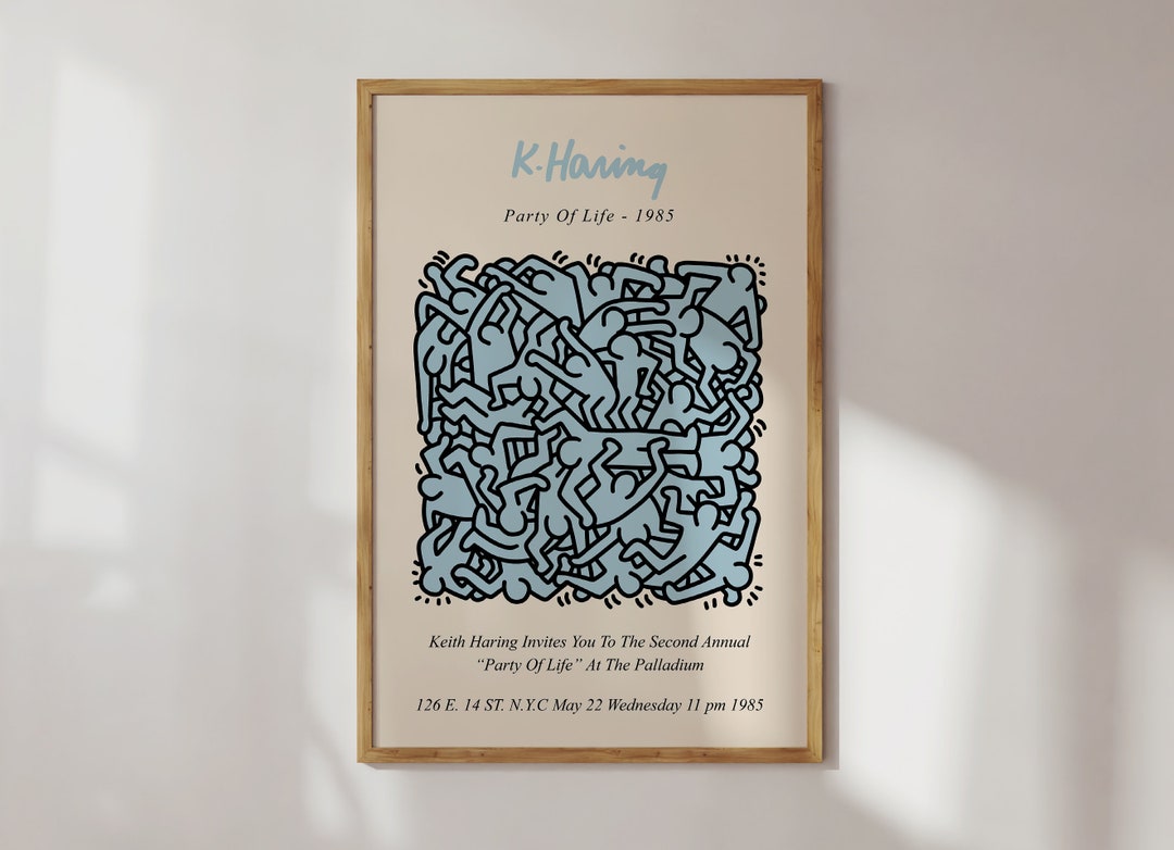 Keith Haring Wall Art, Keith Haring Party of Life, Retro Wall Art ...