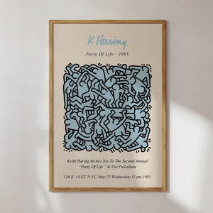 Keith Haring Wall Art, Keith Haring Party of Life, Retro Wall Art ...