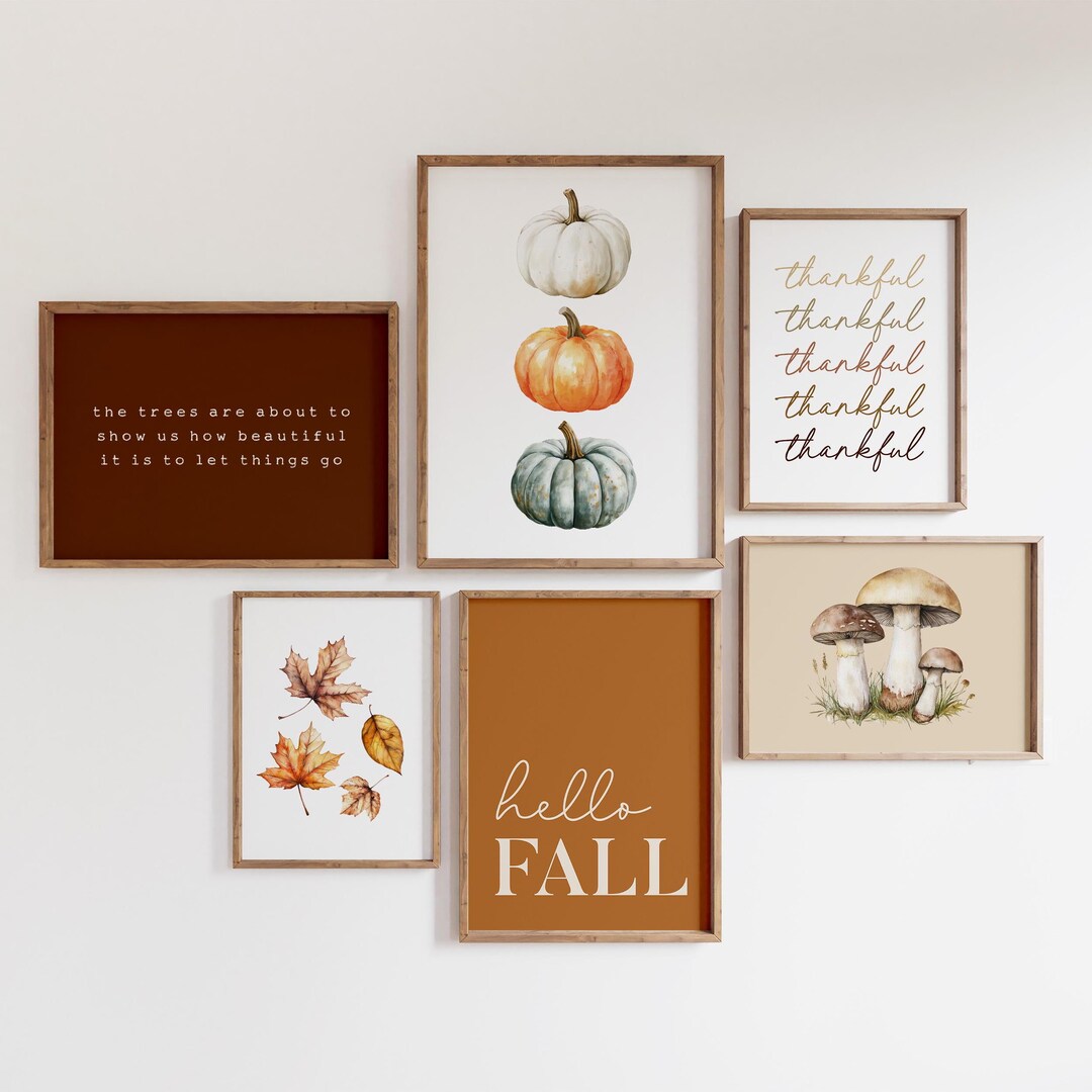 Thanksgiving Gallery Wall Set, Set of 6, Autumn Printable Wall Art ...