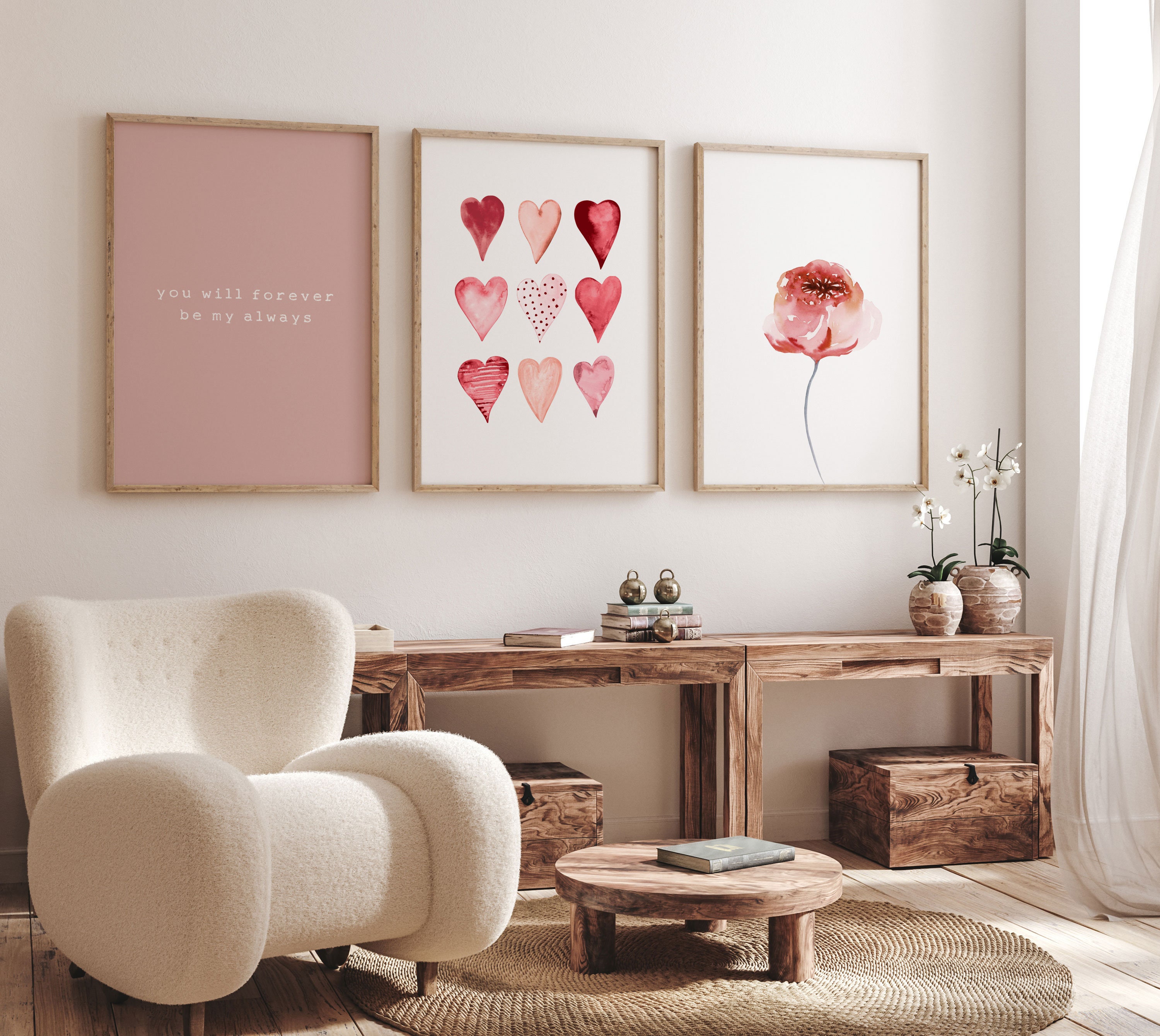 Valentines Printable Wall Art, Valentines Day Wall Decor, Pink ...