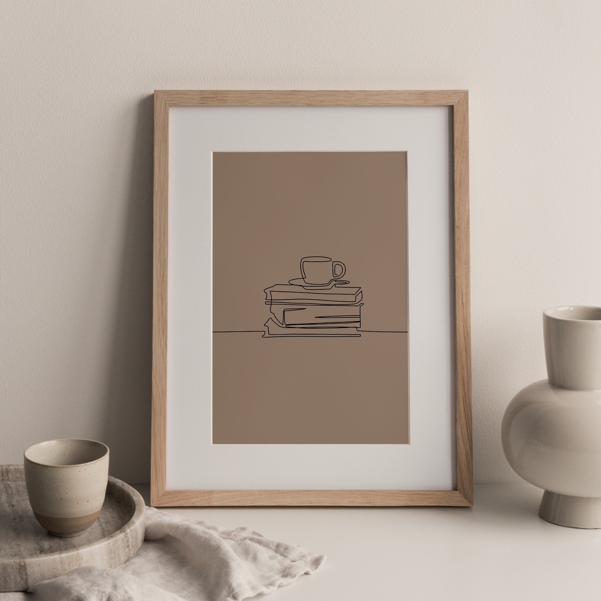 Bookish Printable Books Art Book and Coffee Art Print - Etsy