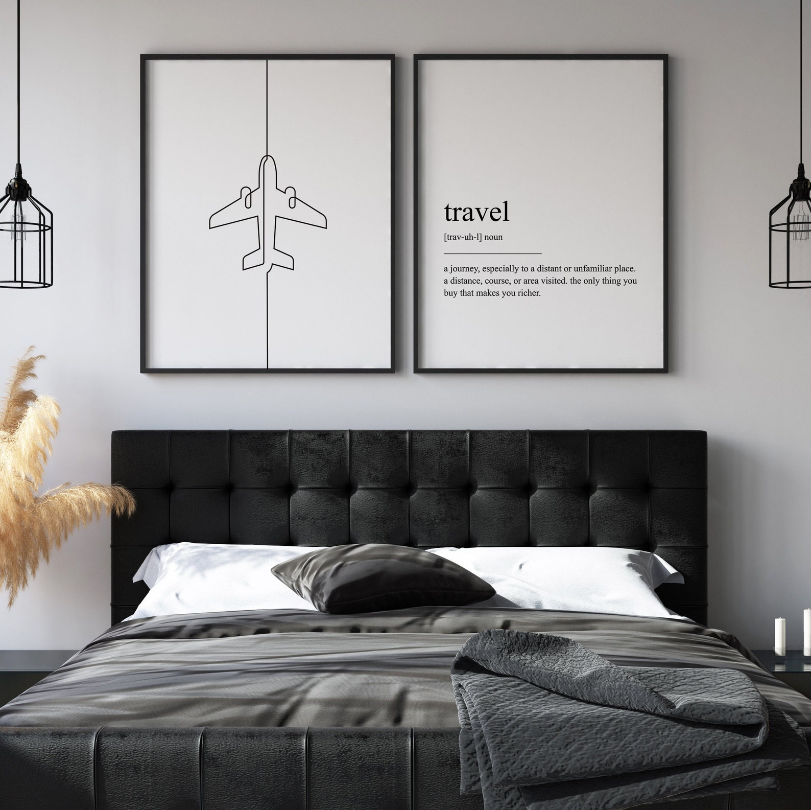 Travel Gallery Wall Set, Travel Wall Art, Line Drawing Print, Black and ...