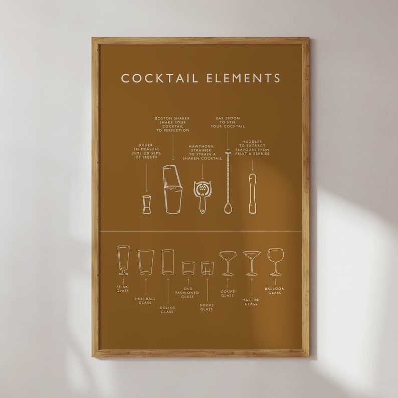 Bar Gallery Wall Art Set, Bar Cart Print, Bar Decor, Cheers Sign, Bar ...