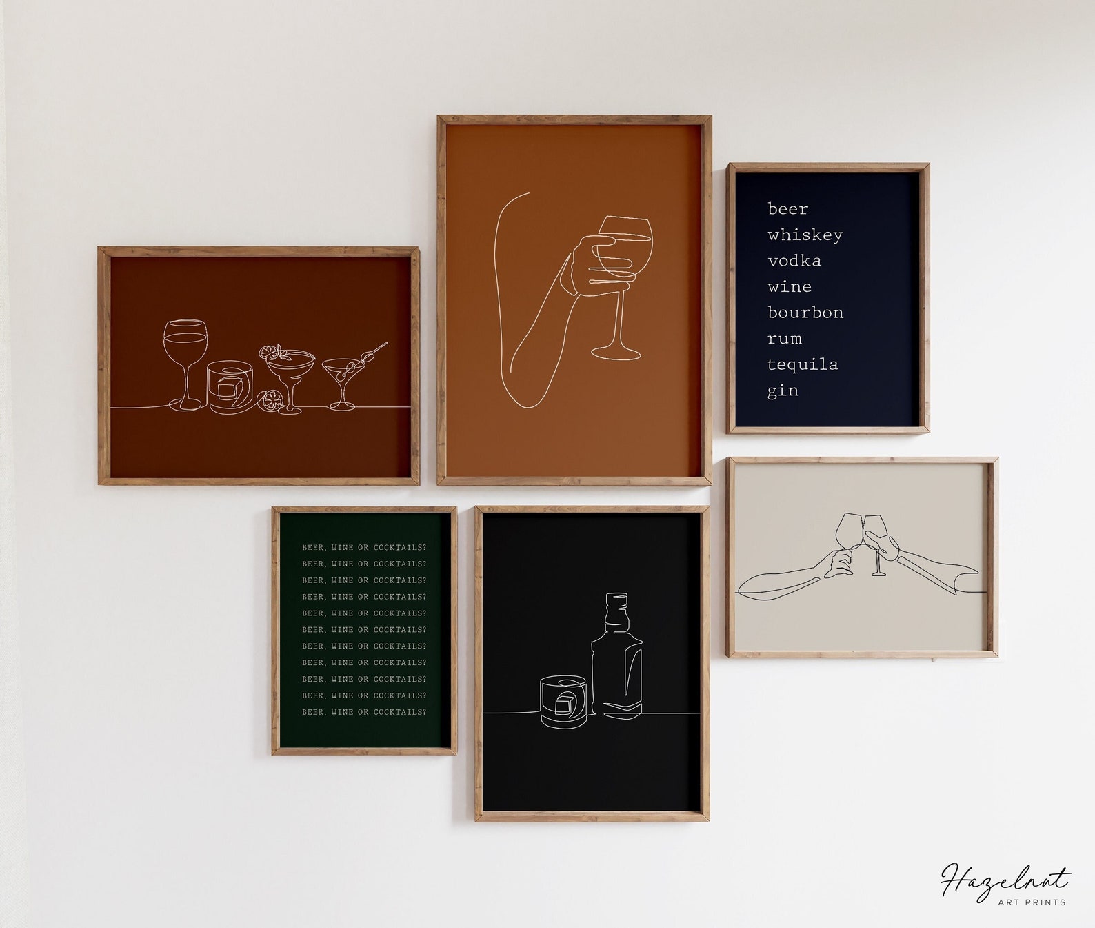 Bar Gallery Wall Art Bar Wall Art Set of 6 Bar Cart Print | Etsy