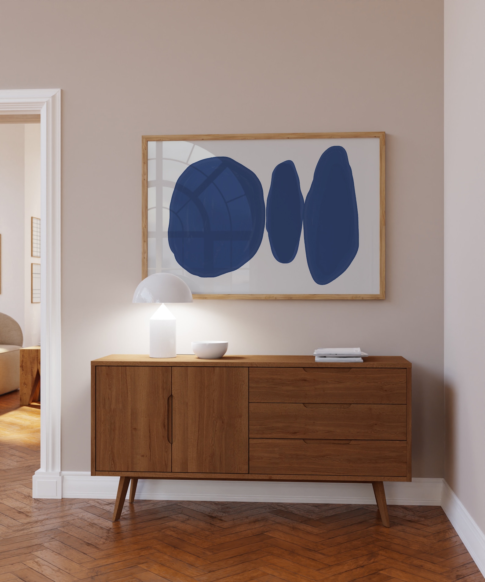 Blue Gallery Wall Art Set of 6, Modern Abstract Print Set, Beige Blue ...