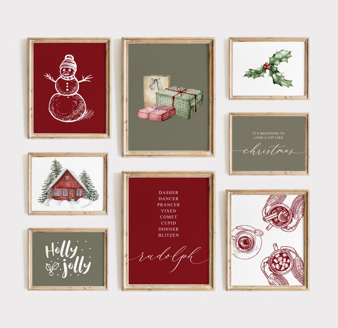 Christmas Gallery Wall Set of 8 Prints, Christmas Printable, Christmas ...