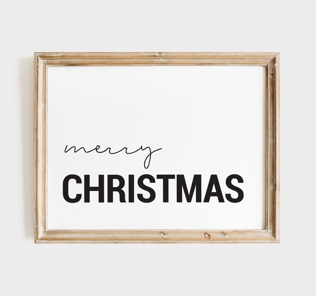 Merry Christmas Print, Merry Christmas Wall Art, Minimalist Christmas ...