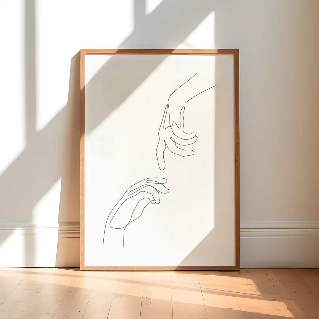 Hands Line Art, Fine Line Hands Printable, Couple Wall Art, One Line ...