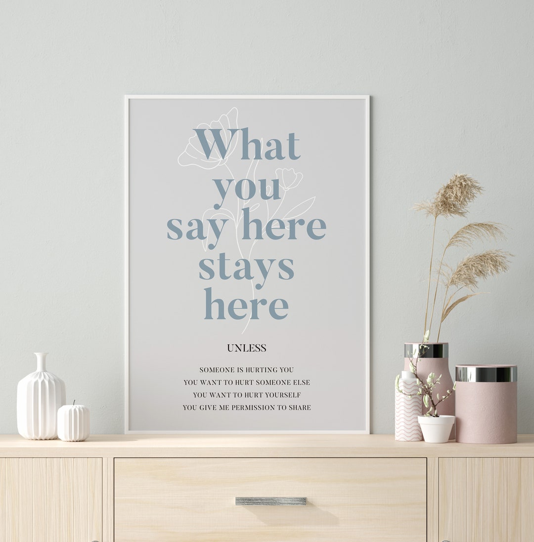 What You Say Here Stay Here, Confidentiality Print, Mental Health ...